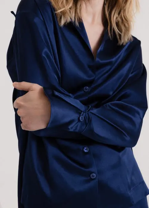 ALAS Silk Button-up Shirt - Royal Blue