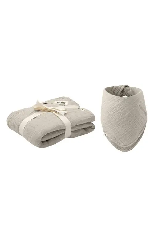 BIBS Organic Cotton Muslin Swaddle Blanket & Bib Set - Sand
