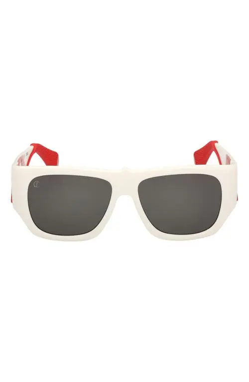 CHRISTIAN LOUBOUTIN 57mm Loubishark Square Sunglasses - White/ Smoke Grey