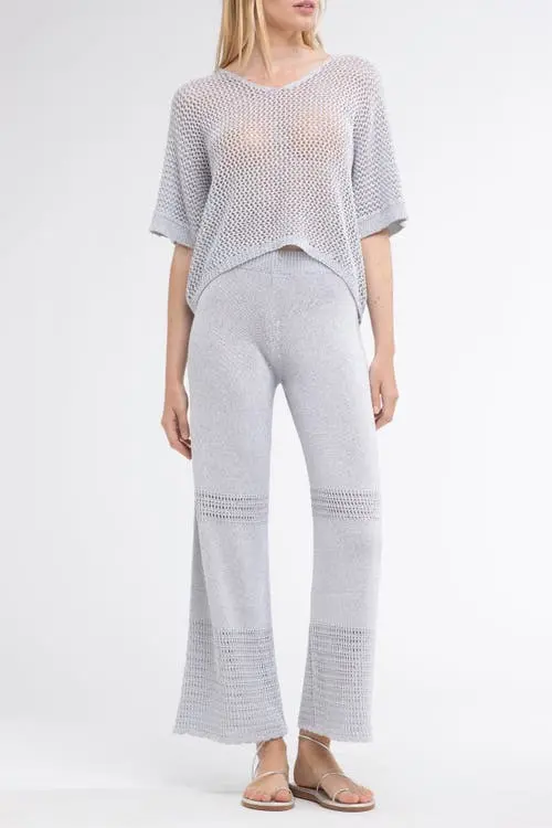 SUNDAY SAINT-TROPEZ Tina Crochet Cover-up Pants - Silver