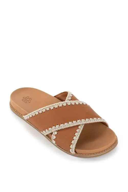THE SAK Leather Criss-cross Penelope Sandals - Tobacco
