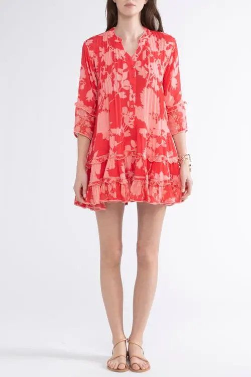 SUNDAY SAINT-TROPEZ Bella Ciao Flower Mini Dress - Red