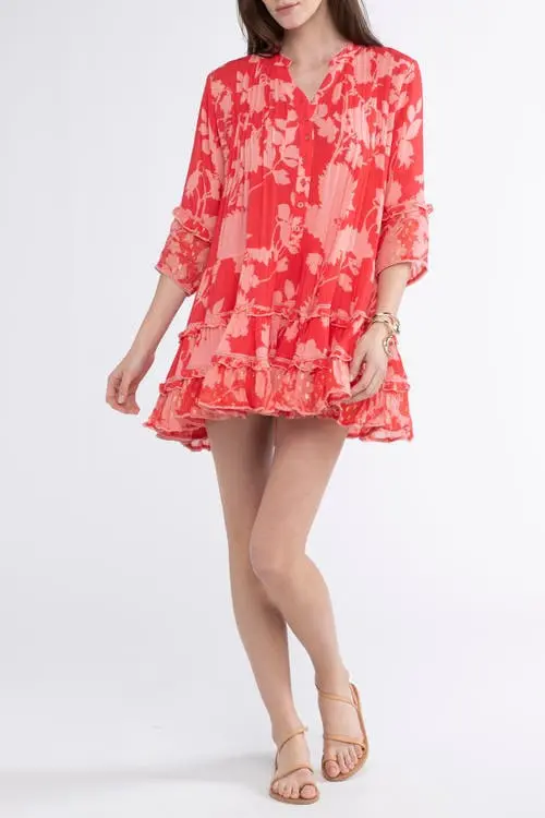 SUNDAY SAINT-TROPEZ Bella Ciao Flower Mini Dress - Red