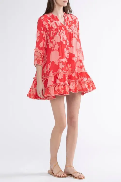SUNDAY SAINT-TROPEZ Bella Ciao Flower Mini Dress - Red