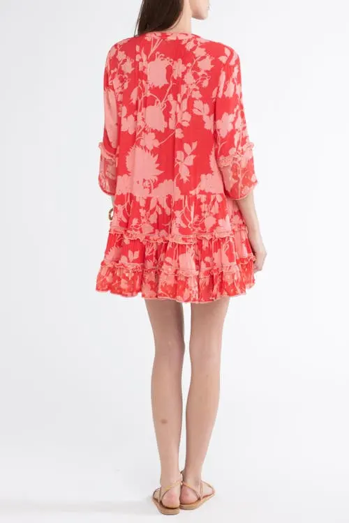 SUNDAY SAINT-TROPEZ Bella Ciao Flower Mini Dress - Red