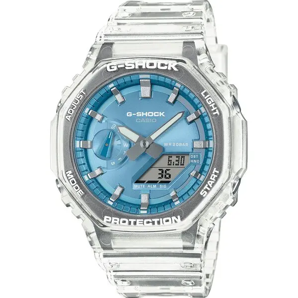G-Shock Analog-digital Watch With Resin Strap - Clear/ Blue