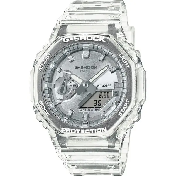 G-Shock Analog-digital Watch With Resin Strap - Clear/ Silver