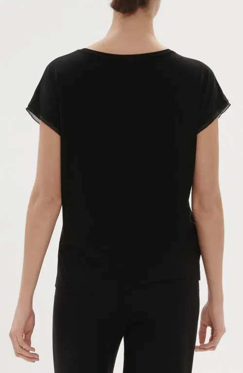 Simone Perele Aurore Lace Trim Pajama T-shirt - Black