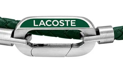 Lacoste Starboard Braided Leather Bracelet - Green / Silver