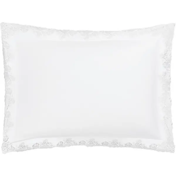 MATOUK Lace Piqué Cotton Sham - Virginia White