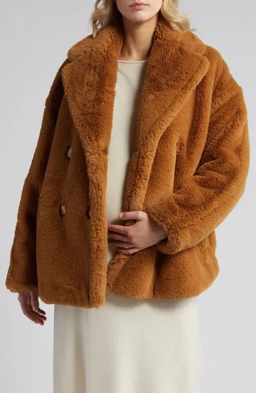 EMILIA GEORGE Maia Faux Fur Coat - Brown