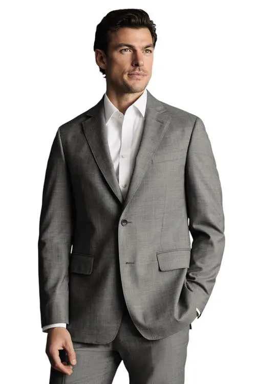 CHARLES TYRWHITT Sharkskin Suit Jacket - Grey