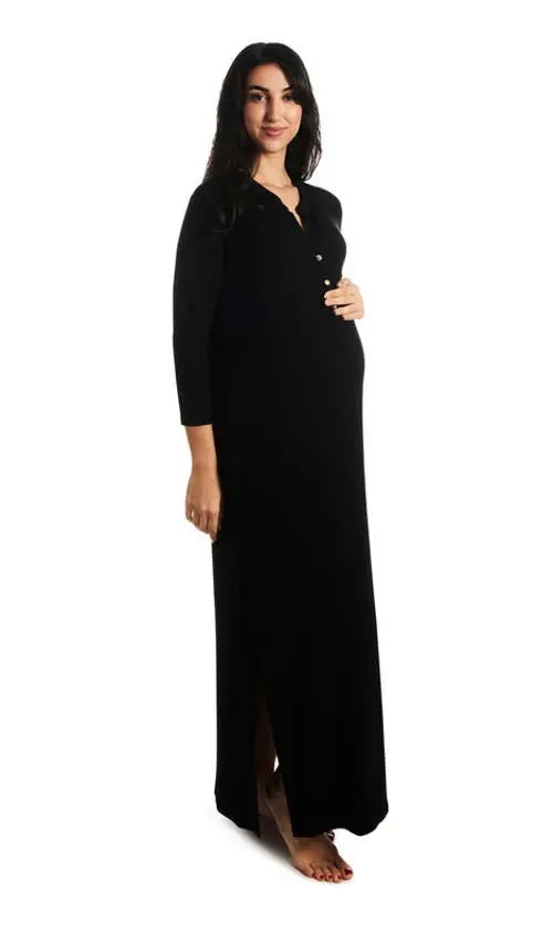 EVERLY GREY Juliana Maternity/nursing Caftan - Black