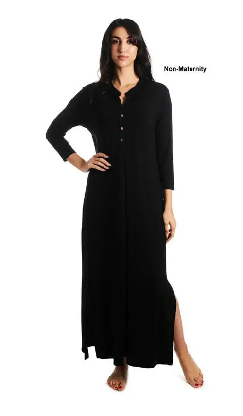 EVERLY GREY Juliana Maternity/nursing Caftan - Black