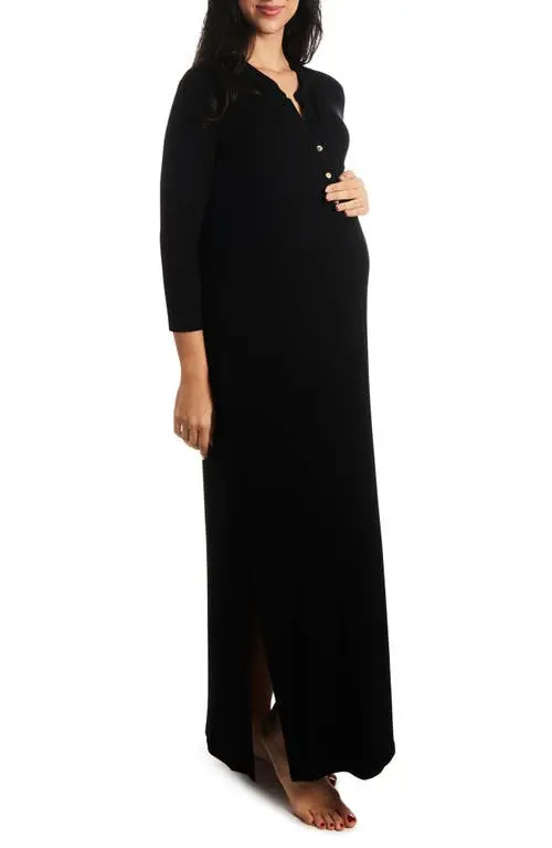EVERLY GREY Juliana Maternity/nursing Caftan - Black