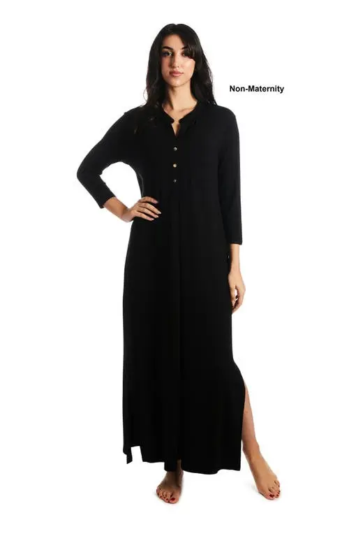 EVERLY GREY Juliana Maternity/nursing Caftan - Black
