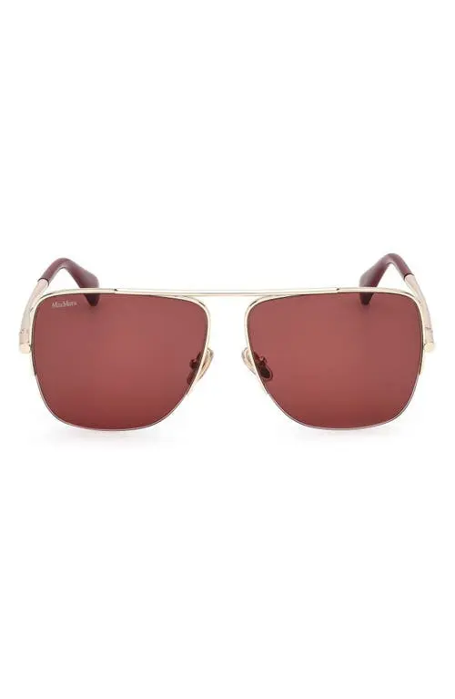 Max Mara 59mm Pilot Sunglasses - Gold/ Bordeaux / Marsala Wine