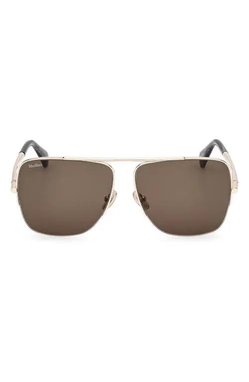 Max Mara 59mm Pilot Sunglasses - Pale Gold/ Black Horn / Olive