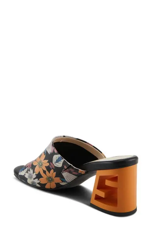 SPRING STEP SHOES Sculptural Heel Leather Slides - Black Multi