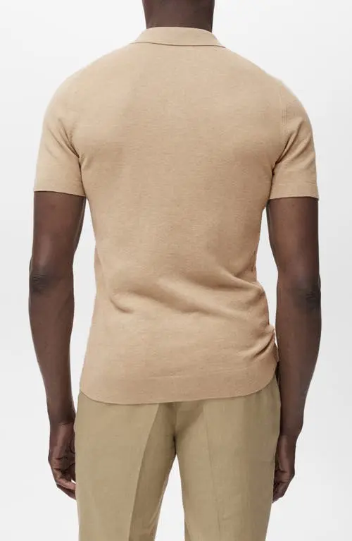 Mango Band Collar Button-up Shirt - Beige