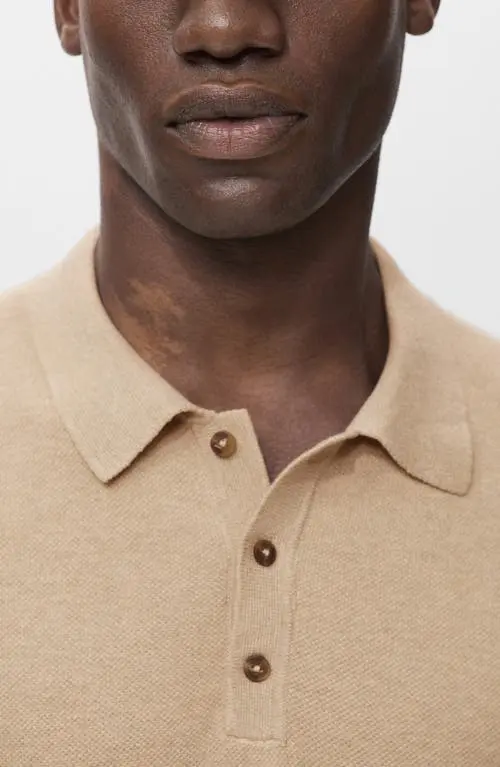 Mango Band Collar Button-up Shirt - Beige
