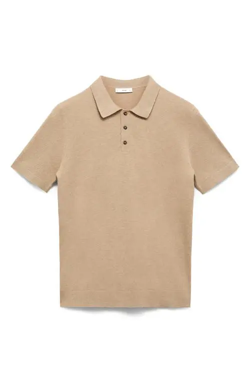 Mango Band Collar Button-up Shirt - Beige