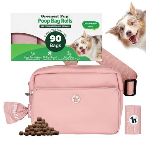 PUPPINGTON 3-in-1 Dog Walk Bag With Poop Bags - Blush Pink