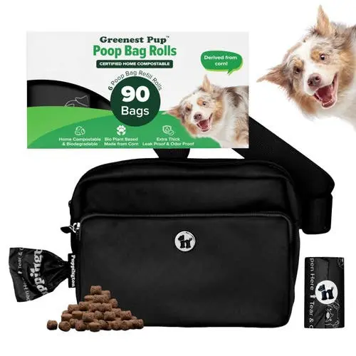 PUPPINGTON 3-in-1 Dog Walk Bag With Poop Bags - Onyx Black