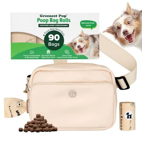 PUPPINGTON 3-in-1 Dog Walk Bag With Poop Bags - Vanilla Cream