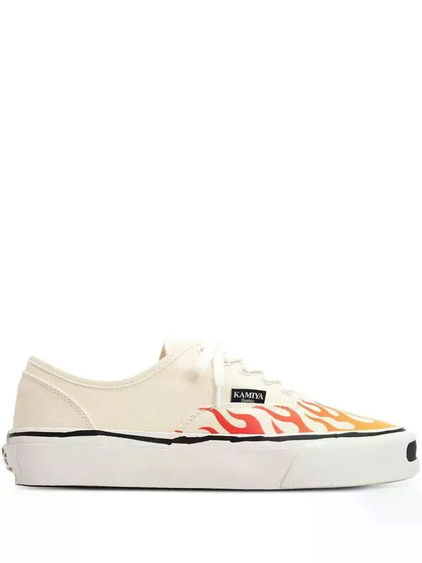 KAMIYA Herc Flame-pattern Vulcanized Sneakers - White