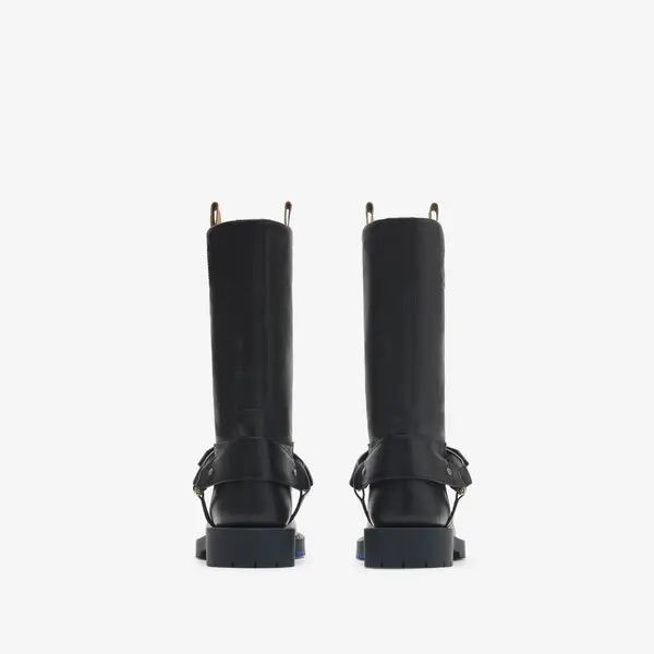Burberry Leather Saddle Boots - Black