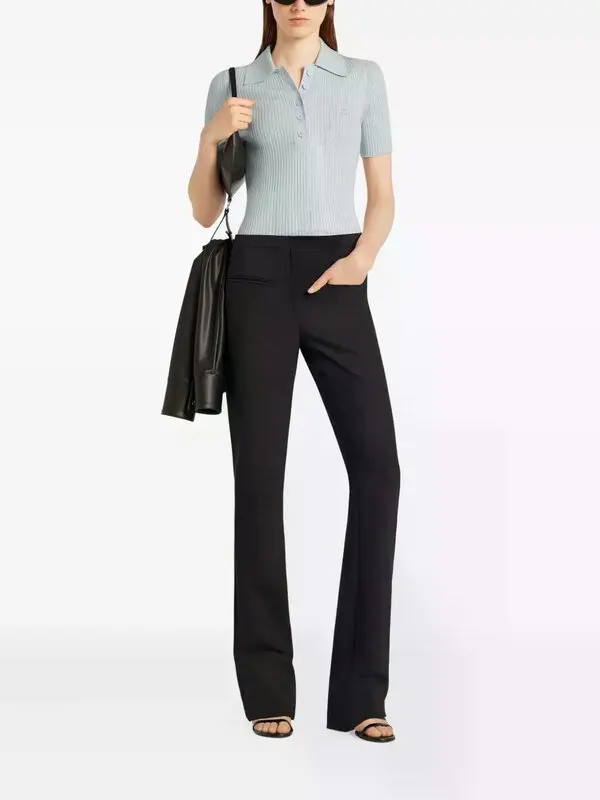 COURREGES Ribbed Short-sleeve Polo Top