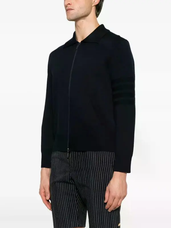 Thom Browne 4-bar Stripe Zipped Cardigan - Blue