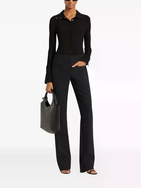 COURREGES Ribbed Polo Top - Black