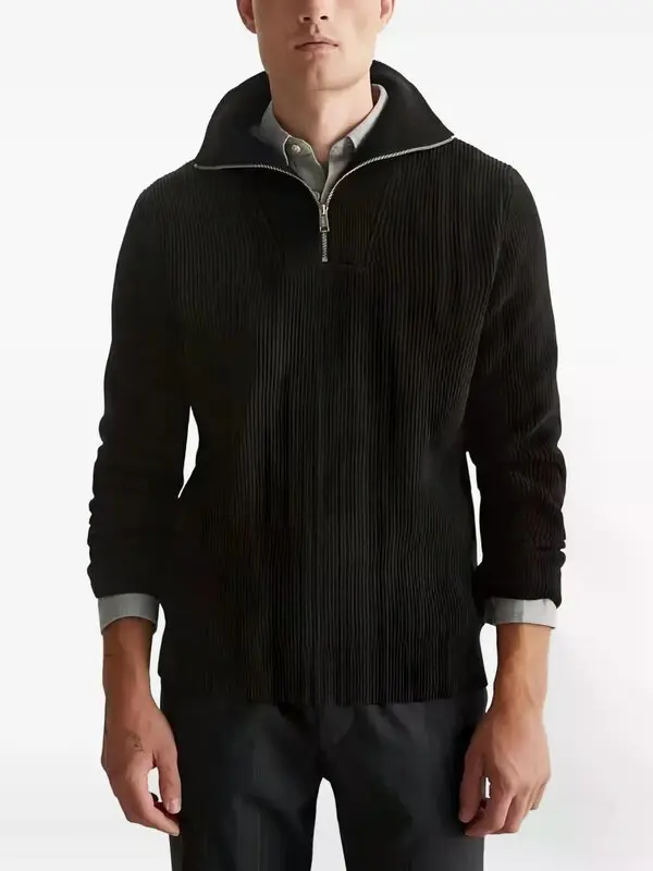 Marc O'polo Ribbed Quarter-zip Sweater - Black