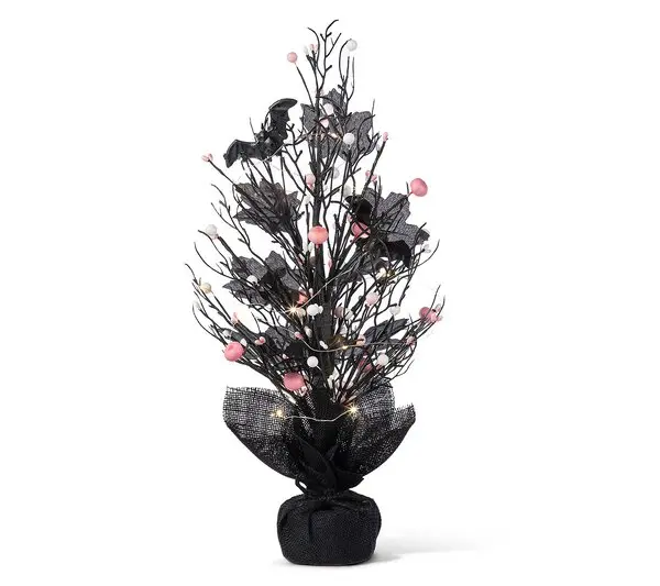 GLITZHOME 20'h Lighted Halloween Berries Table Ree