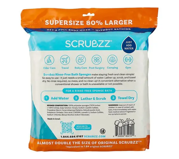 SCRUBZZ Rinse Free 60pc Super Use Bath Sponges