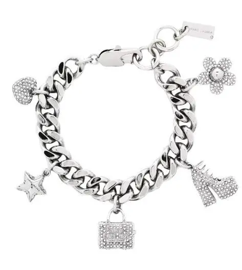 Marc Jacobs Bijoux Cuban-link Charm Bracelet - Silver/crystal