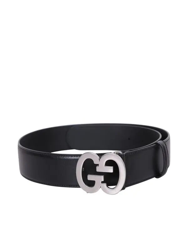 Gucci Leather Belt With Gg Buckle - Black