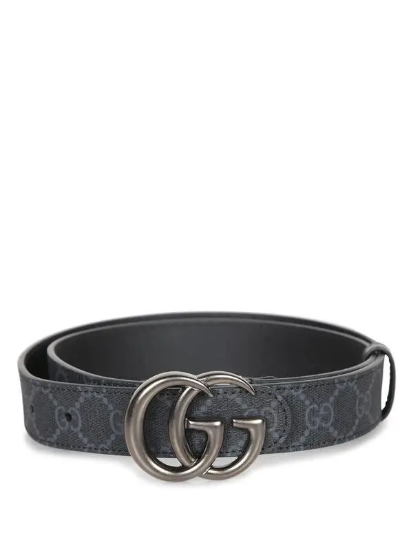 Gucci Gg Supreme Canvas Belt With Gg Buckle - Black