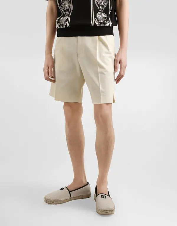 Dolce & Gabbana Cotton Gabardine Bermuda Shorts - Beige