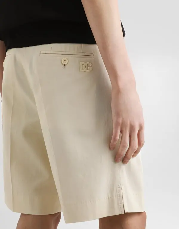 Dolce & Gabbana Cotton Gabardine Bermuda Shorts - Beige