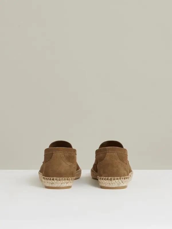 REISS Suede Penny-strap Espadrilles - Stone