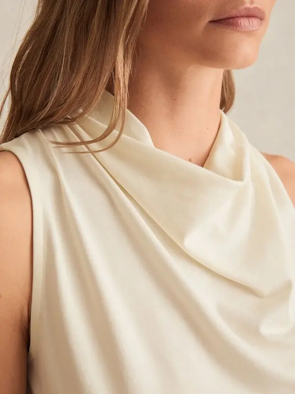 REISS Darla Cowl-neck Sleeveless Top - Ivory