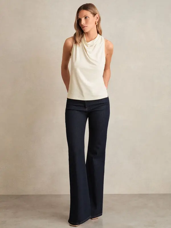 REISS Darla Cowl-neck Sleeveless Top - Ivory