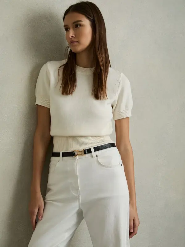 REISS Leather Belt With Sculpted Hardware