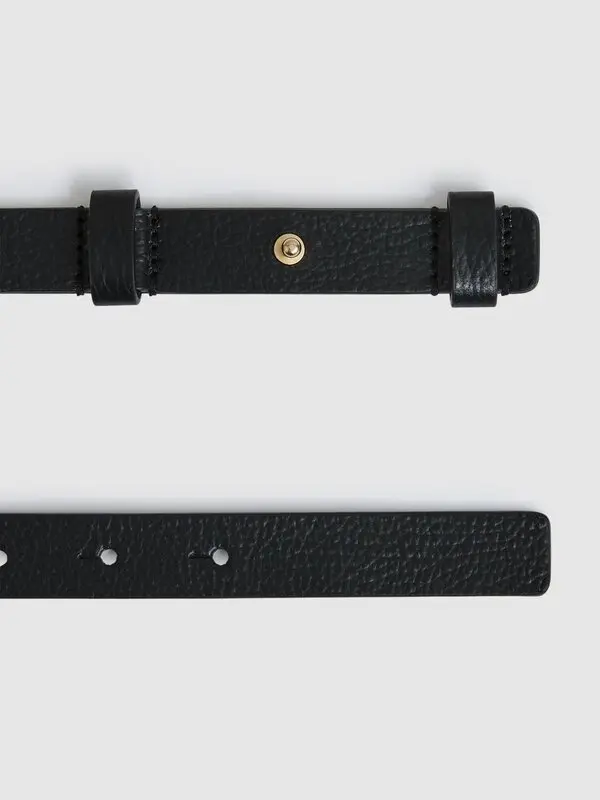 REISS Leather Belt With Sculpted Hardware