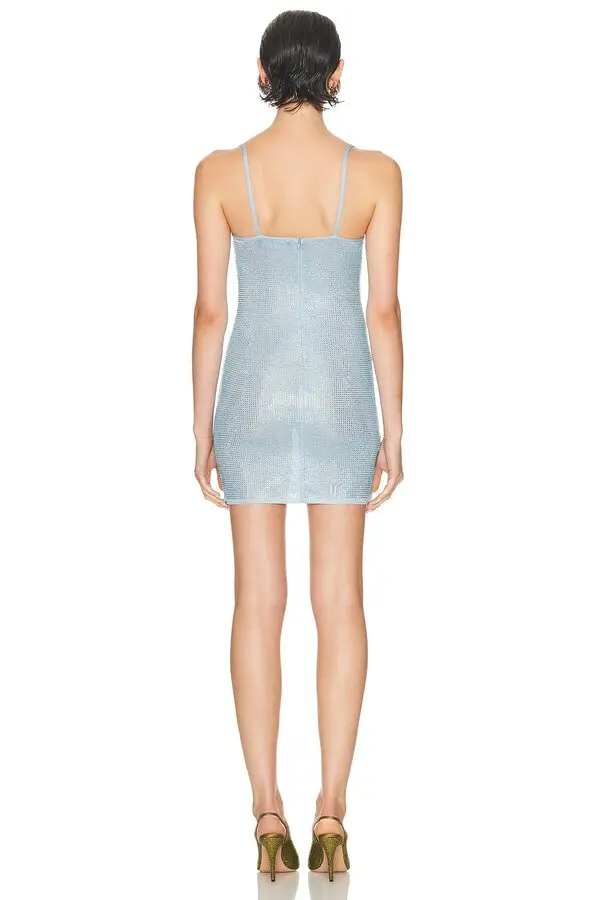 David Koma Cowl Neck Rhinestone Mini Dress