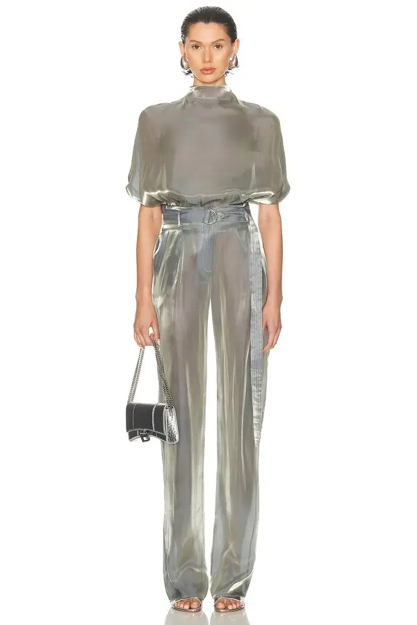 Lapointe Metallic Organza Cape Tee