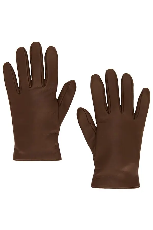 Saint Laurent Leather Gloves - Brown